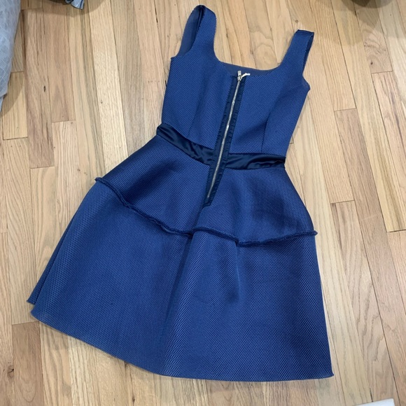 Maje | Dresses | Maje Blue Color Fit And Flare Dress With Zipper Front ...